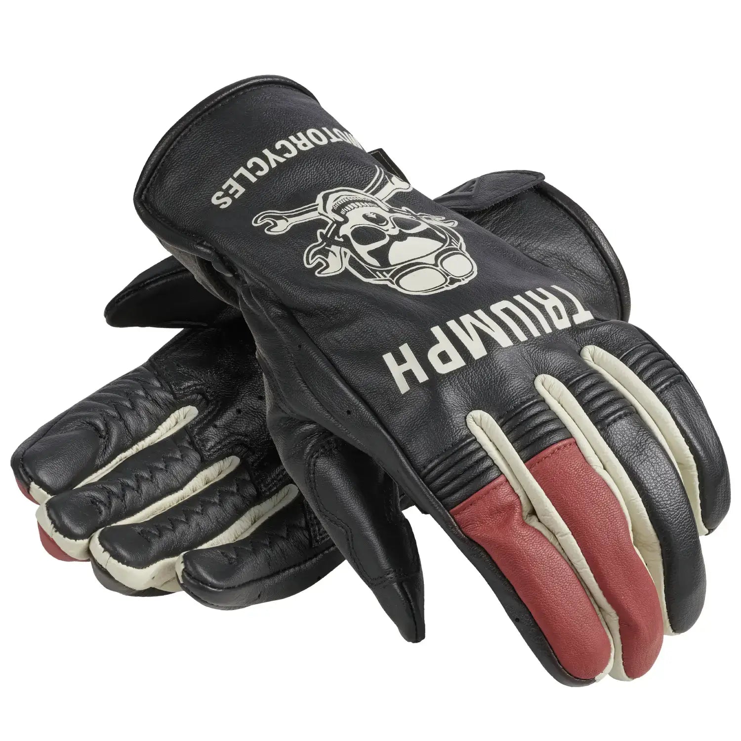 Triumph Hello Moto Gloves Black / Bone / Red | Triumph Direct